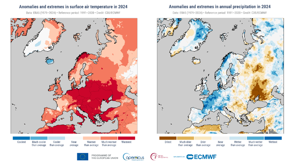 European State of the Climate: extreme events in warmest year on record